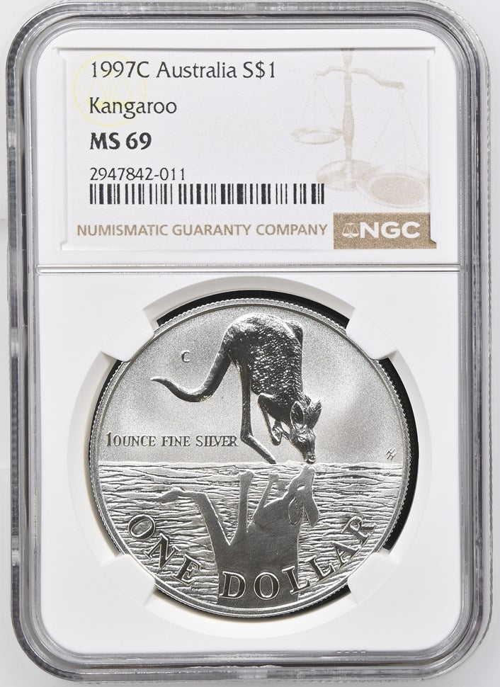 1997 AUSTRALIA S$1 KANGAROO MS 69 – AllCoins4You