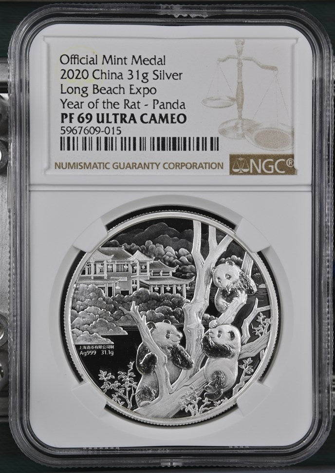 2020 1OZ CHINA SILVER LONG BEACH EXPO YEAR OF THE RAT – AllCoins4You